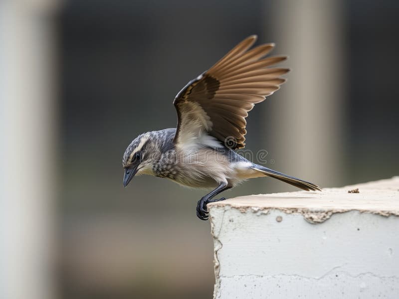 Bird on the Edge of a Wall - Generated by Ai Stock Illustration ...