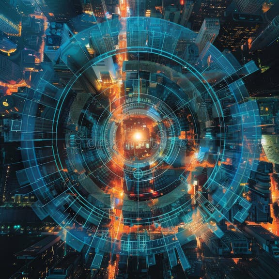 Bird Eye Perspective of Digital Security Architecture. Stock Illustration - Illustration of ...