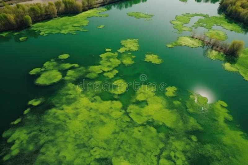 Bird Eye View of Amazing Blooming Algae on Green River. Earth Day ...