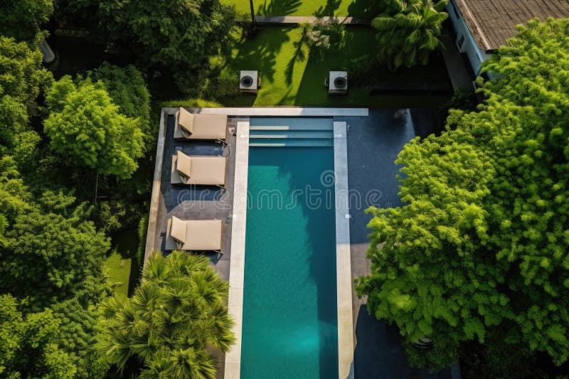 A Bird-eye View of an Elegant Swimming Pool by a Villa Stock Image ...