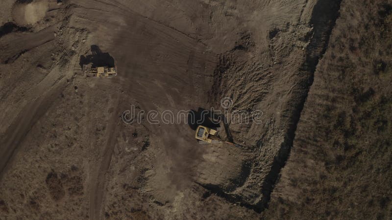Bird Eye View of Excavators Doing Earthwork at Construction Site Stock ...