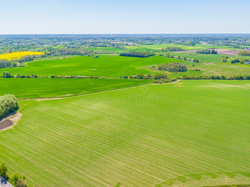 Bird Eye View of Green Agricultural Fields, Europe Stock Image - Image ...