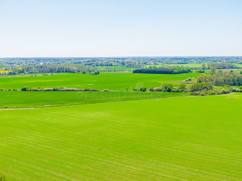 Bird Eye View of Green Agricultural Fields, Europe Stock Image - Image ...