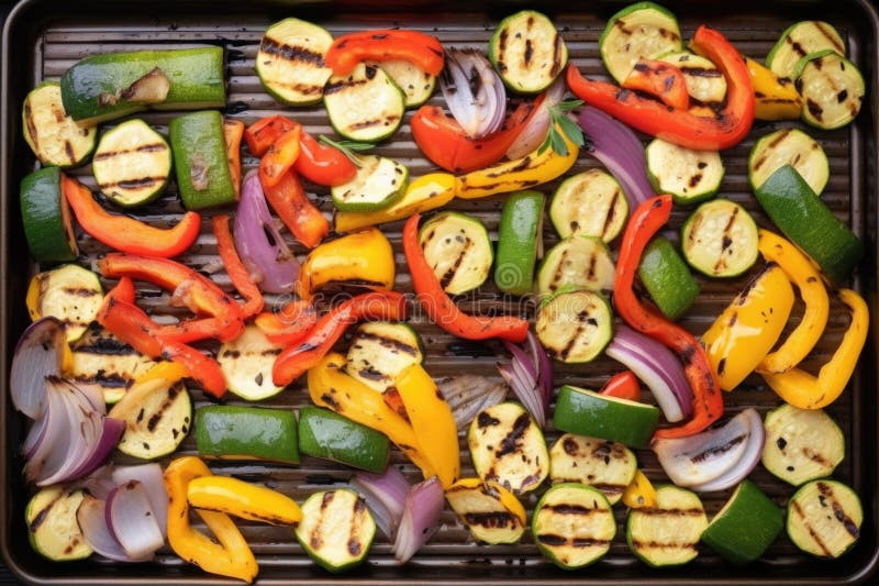 Bird-eye-view of Grilled Veggies on a Rectangular Grill Pan Stock ...