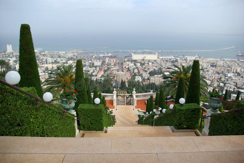 Bird eye view on Haifa stock image. Image of architecture - 13519671