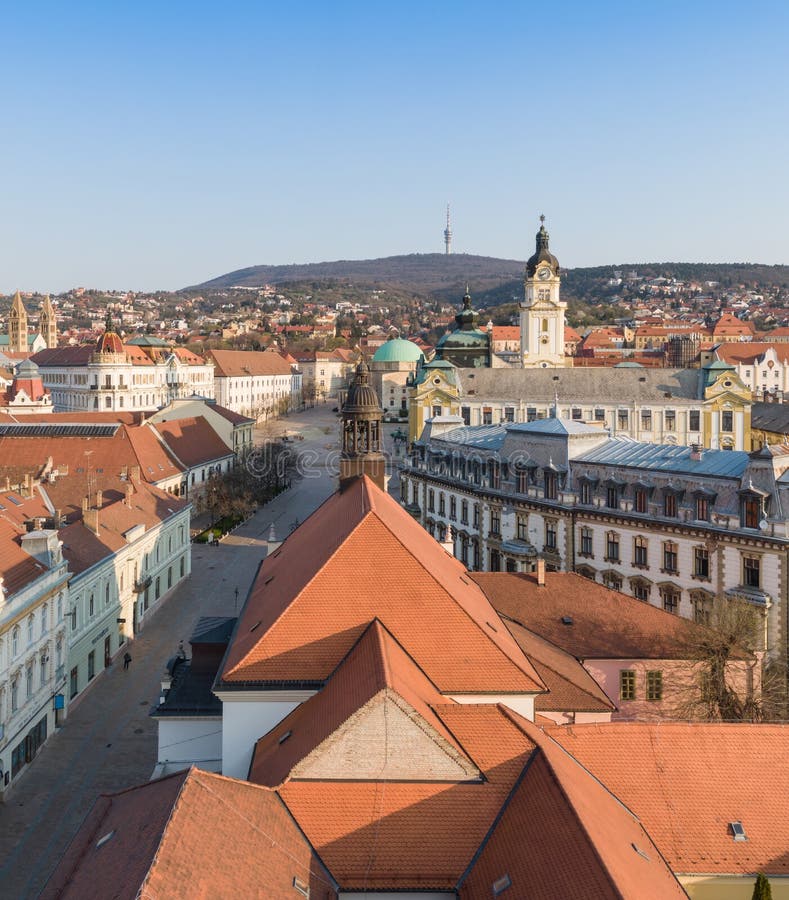Bird Eye View of Pecs, Hungary Stock Image - Image of european, culture ...