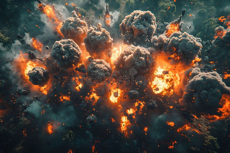 Explosive Nuclear War Satellite Impact Creating Widespread Destruction ...