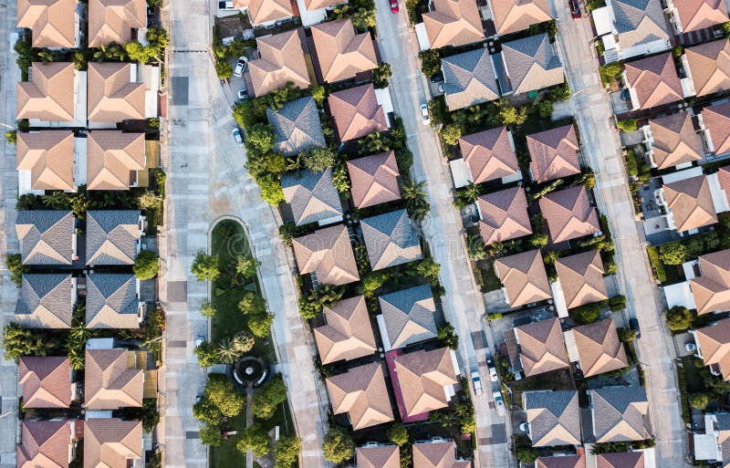 Bird Eye View or Top View of the Village with the Sunset in the Evening ...