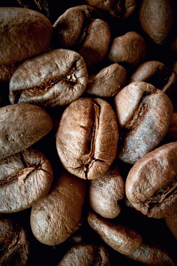 Bird-eye View of Zoomed in Roasted Coffee Beans. Coffee, Beverage ...