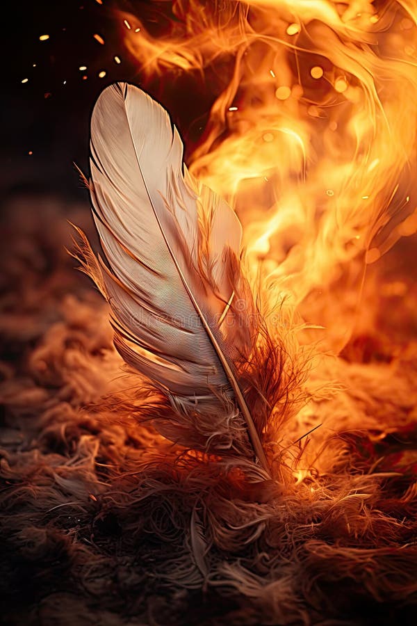 Bird Feather on Fire Abstract Illustration Stock Illustration ...