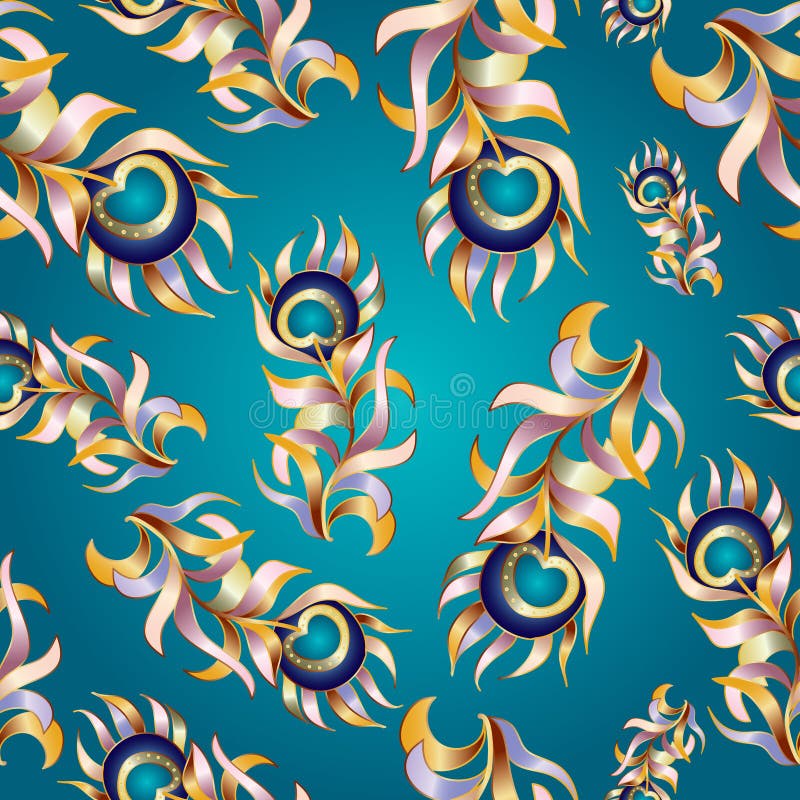 Bird Feathers, Abstract Vector Seamless Pattern. Stock Vector ...