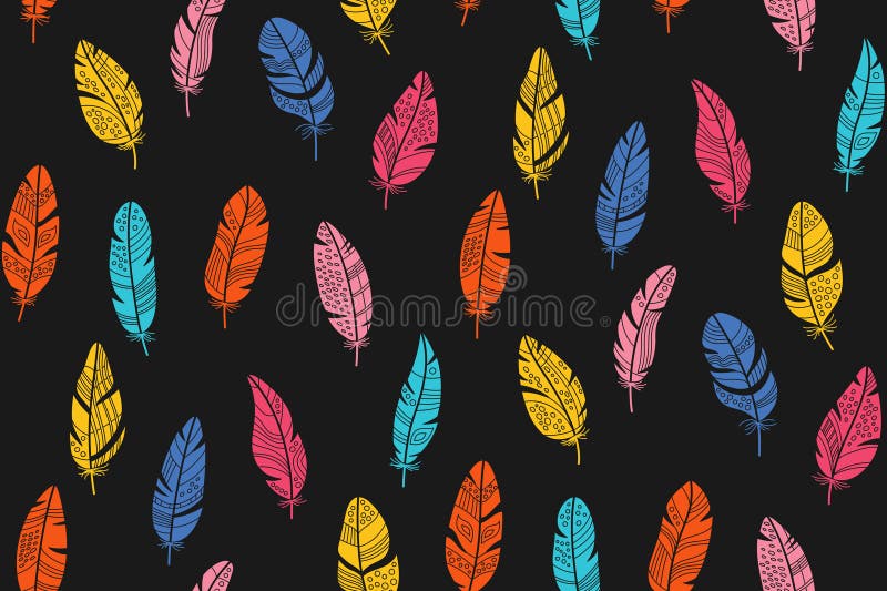 Bird Feathers Seamless Pattern Bohemian Feather Abstract Boundless ...