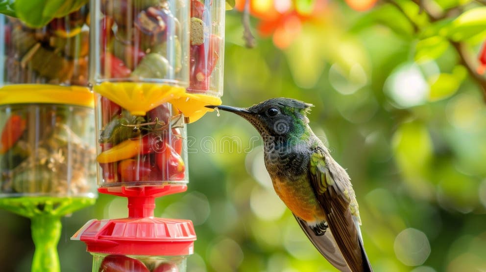 A Bird Feeder Made from Repurposed Plastic Containers Stock Image ...