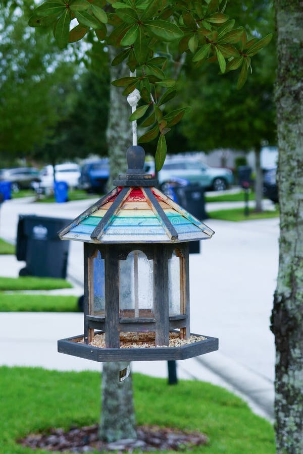 Bird feeding station stock image. Image of architecture - 196361713