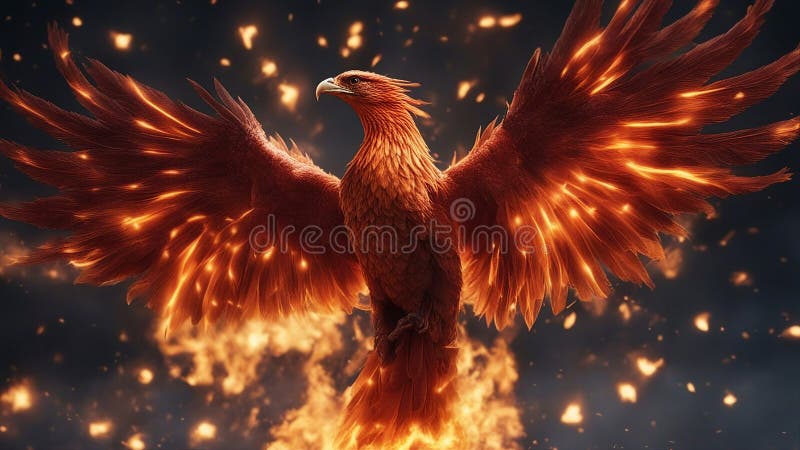 Bird on Fire a Large and Square Fire Phoenix that Flies Fast Stock ...