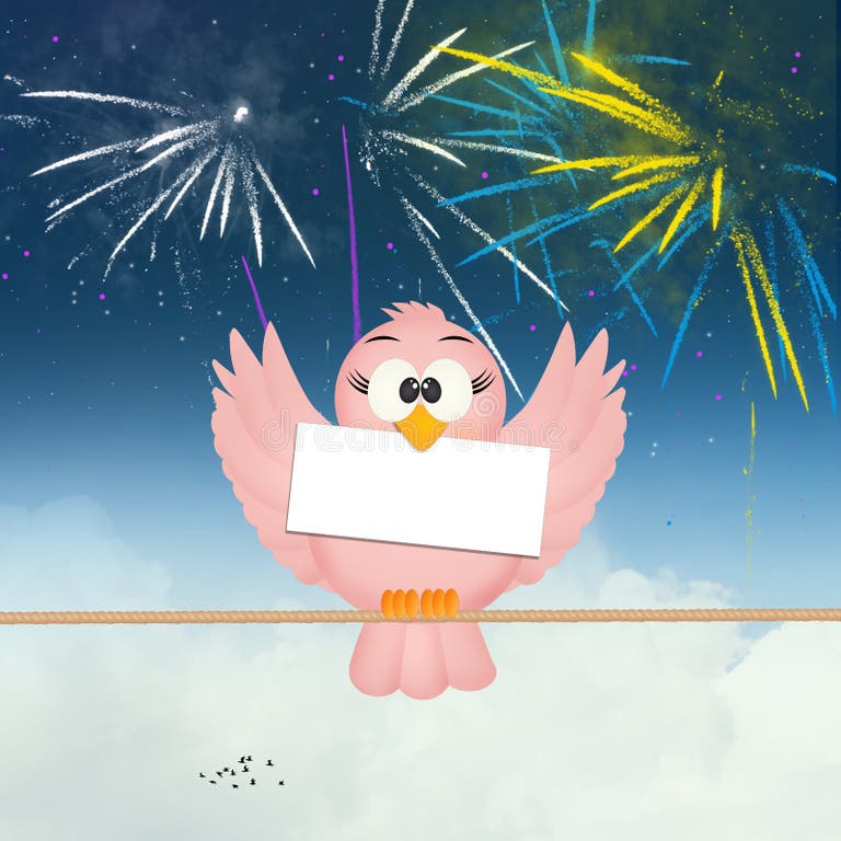 Bird and Fireworks Explosion Stock Illustration - Illustration of fire ...