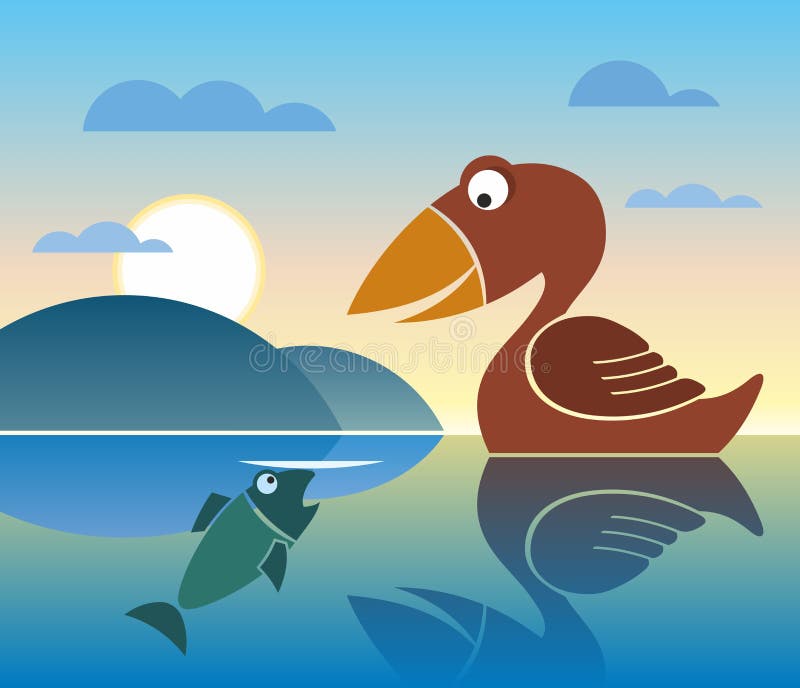 Bird and fish, lake stock vector. Illustration of natural - 27515379