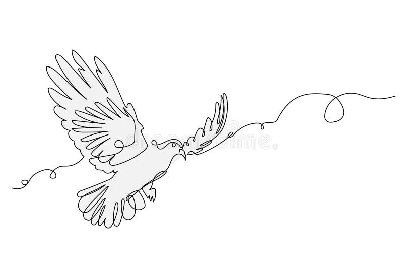 Bird in Flight Line Drawing Stock Illustration - Illustration of ...