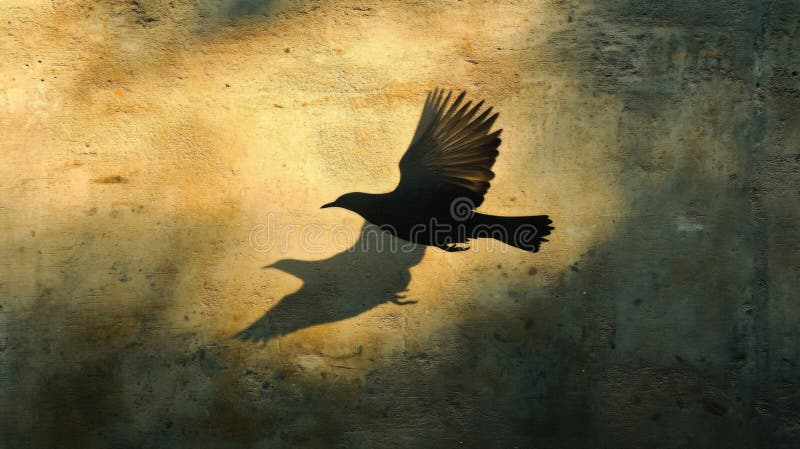 Bird in Flight Shadow Silhouette on Textured Ground Stock Illustration ...
