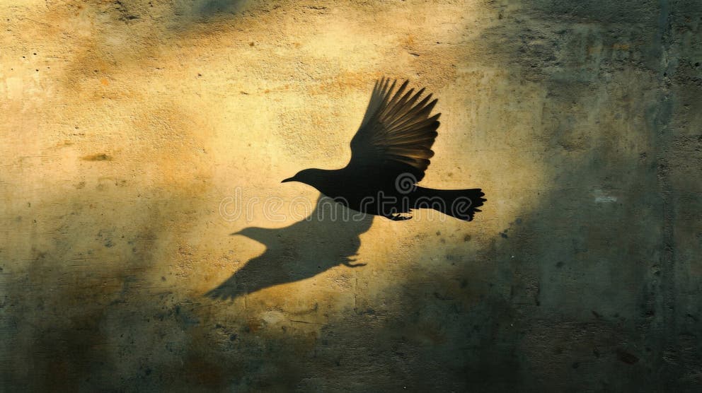 Bird in Flight Shadow Silhouette on Textured Ground Stock Illustration ...
