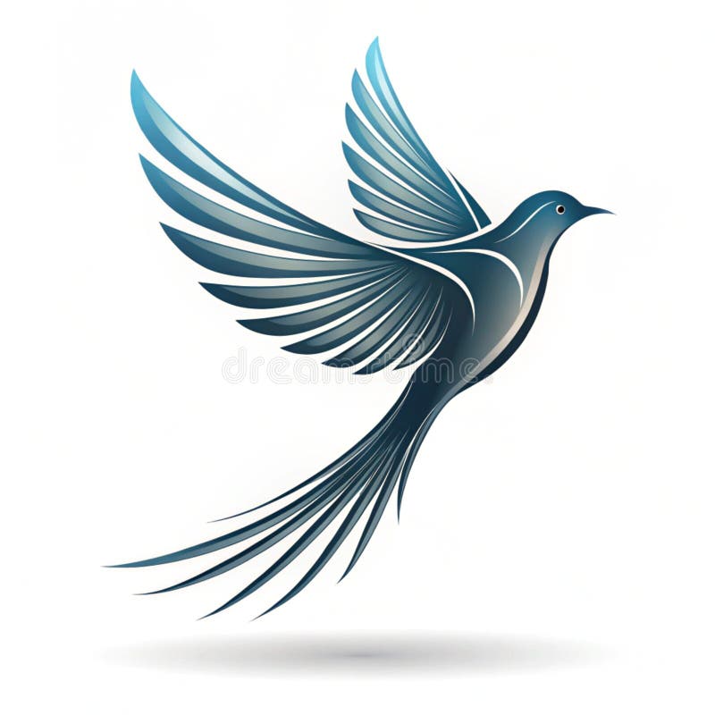Minimalist Bird in Flight with Stylized Tail Stock Illustration ...