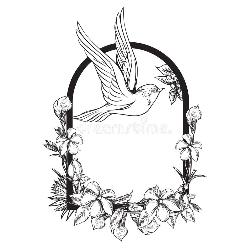 Bird and floral design. stock vector. Illustration of template - 191489580