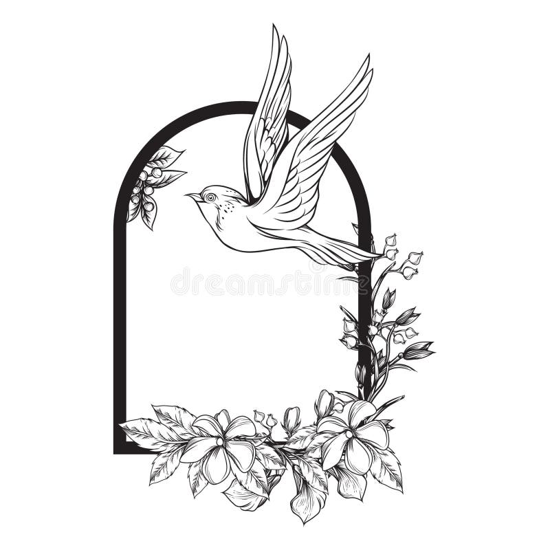 Bird and Floral Design. Vector Illustration Decorative Design Stock ...