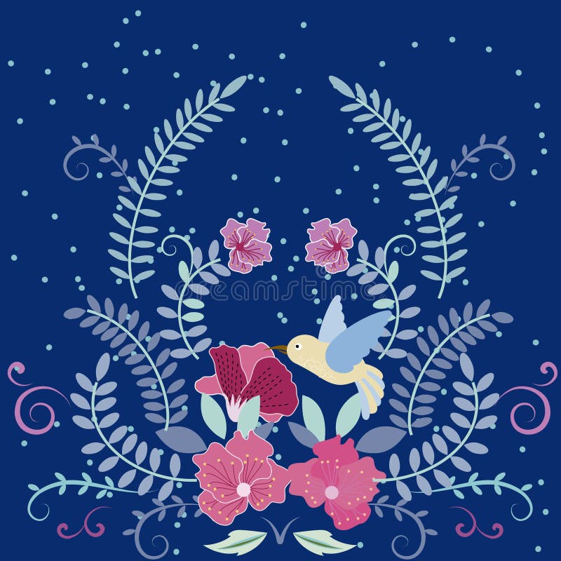 Bird and flower card stock vector. Illustration of adornment - 59207996