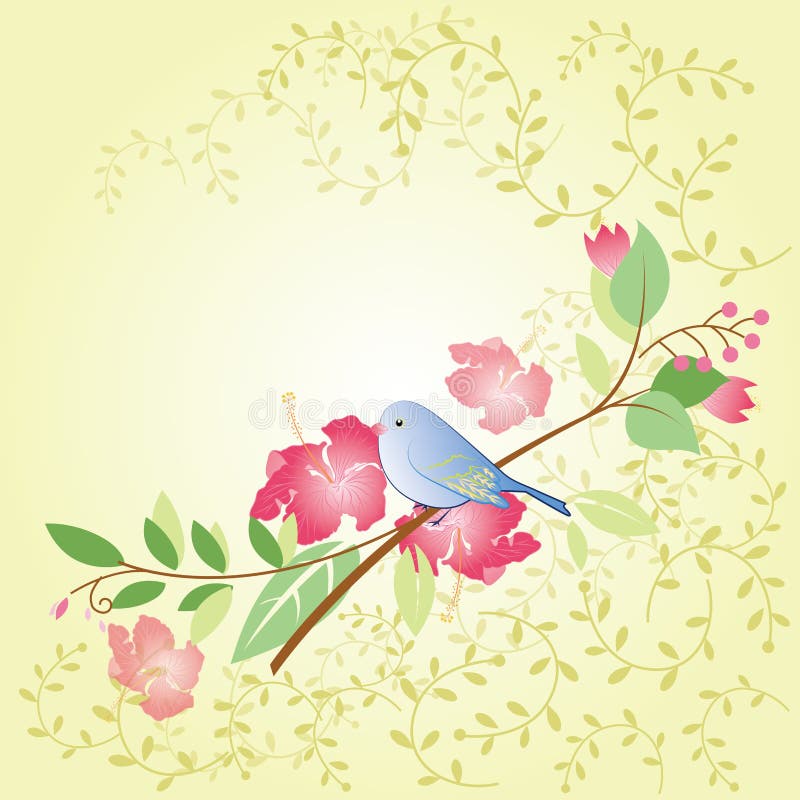 Bird and flower stock vector. Illustration of element - 58498809