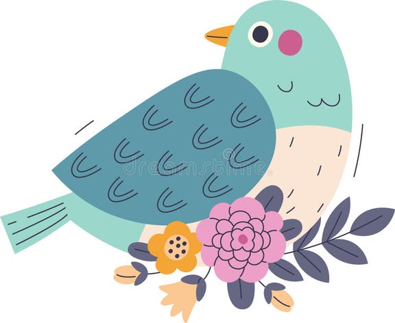 Bird with Flowers stock vector. Illustration of botanical - 301006531