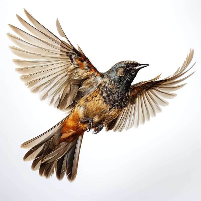 A Bird Flying in the Air. White Isolated Stock Photo - Image of beak ...