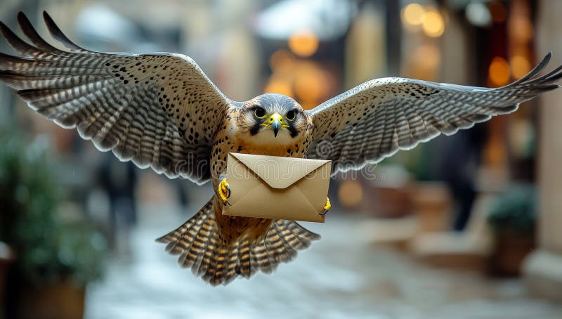 A Bird is Flying with an Envelope in Its Talons Stock Photo - Image of ...