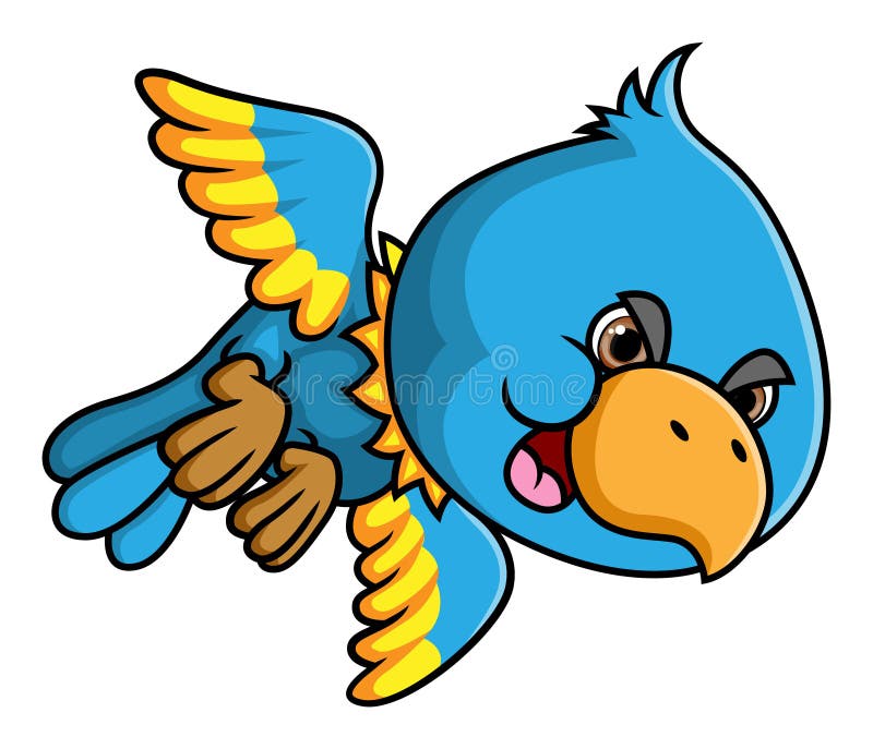 The Bird is Flying Fast and Posing with Angry Face Stock Vector ...
