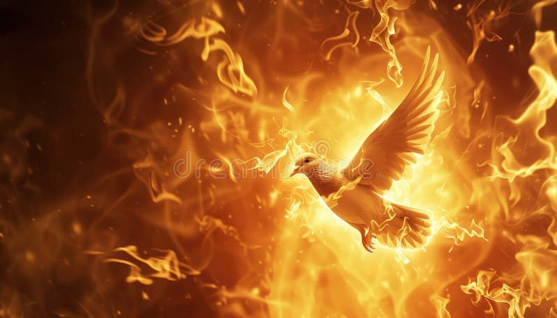 A Bird is Flying through a Fire, Surrounded by Flames by AI Generated ...