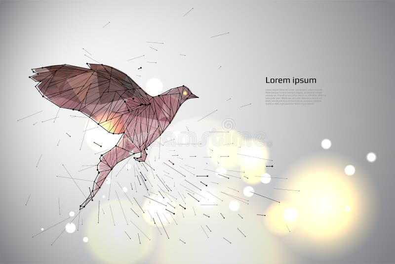 The Bird Flying with Motion and Effect. Line Dot Design Stock Vector ...