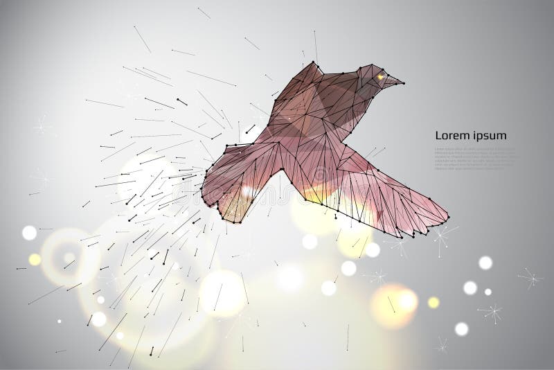 The Bird Flying with Motion and Effect. Line Dot Design Stock Vector ...