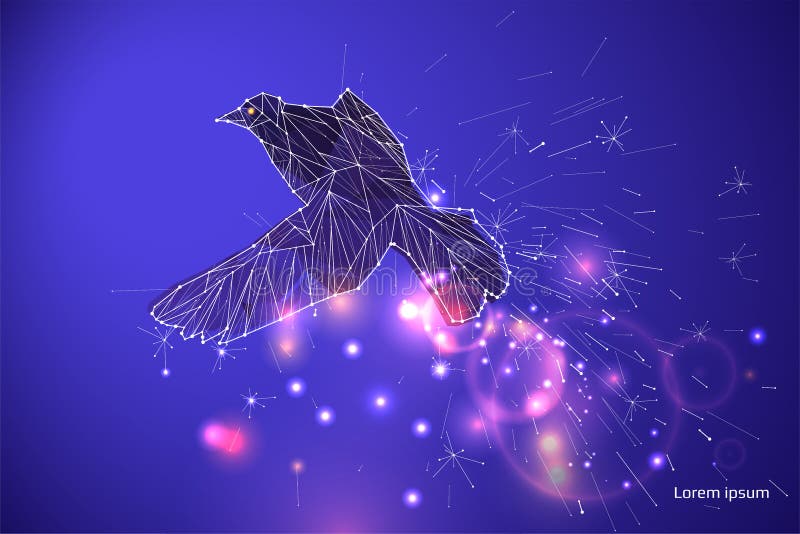 The Bird Flying with Motion and Effect. Line Dot Design Stock Vector ...