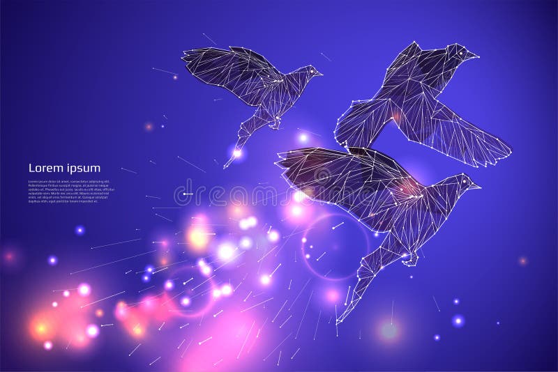 The Bird Flying with Motion and Effect. Line Dot Design Stock Vector ...