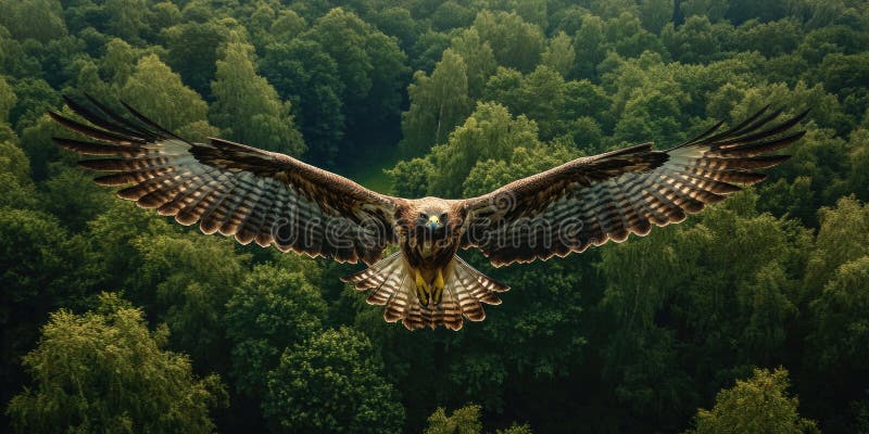 Bird Flying Over Forest stock photo. Image of foliage - 373269744