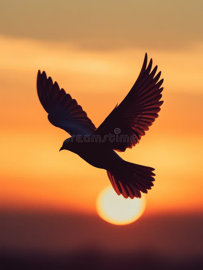 Bird flying at sunset stock photo. Image of scenic, blue - 375780702