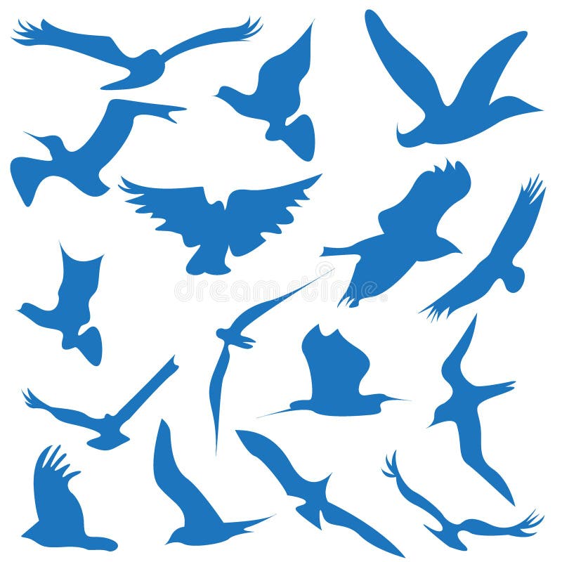 Bird Flying Symbols Logo and Icons Stock Vector - Illustration of blue ...