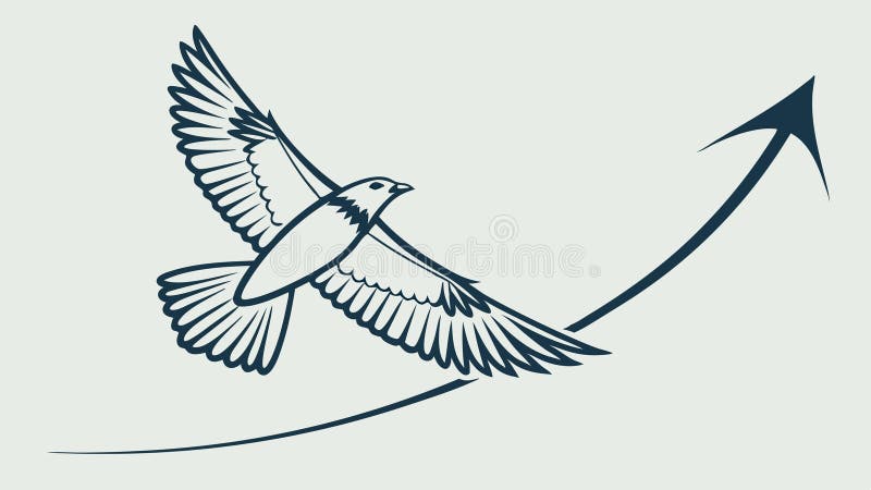 Bird Flying Upward with Arrow Path, Representing Growth, Vector Design ...
