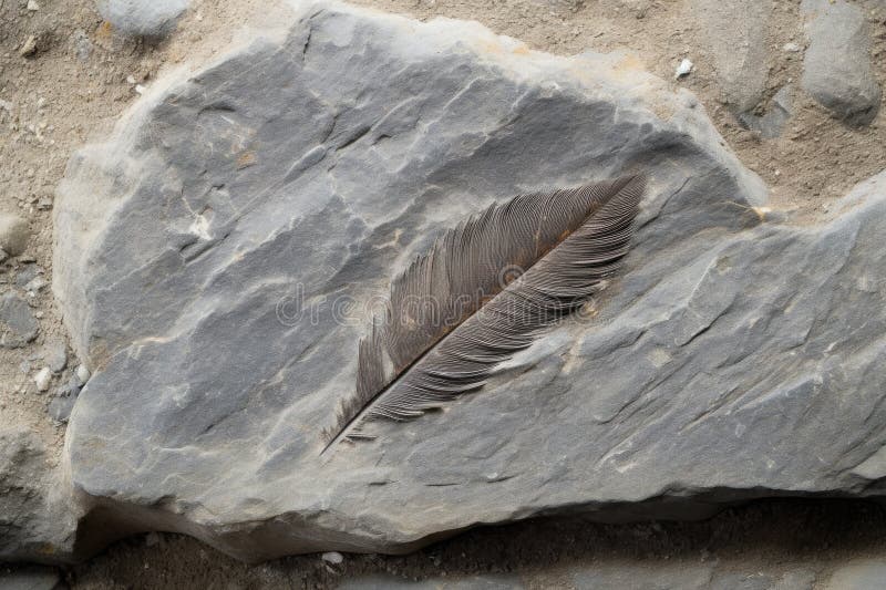 Bird Footprint Fossil in a Rock Slab Stock Photo - Image of science ...