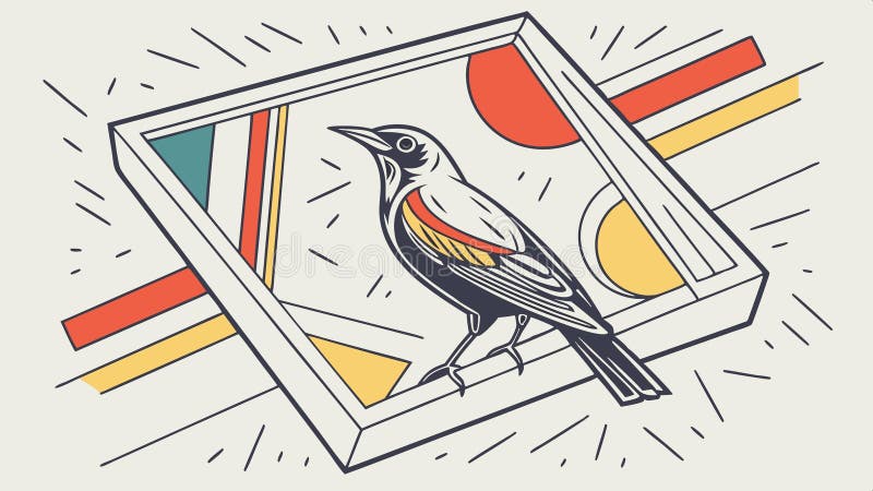 Bird in Frame Illustration, Nature Art, Decorative Element, Wildlife ...