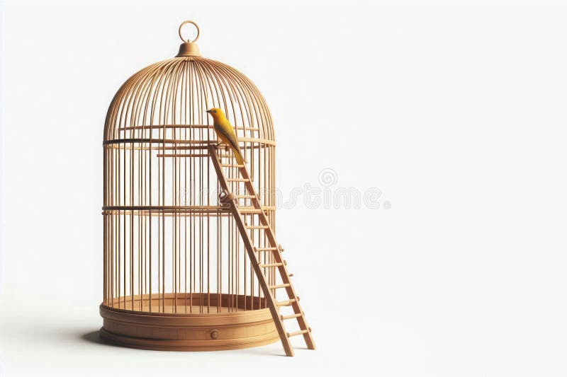 The Bird is Free Near the Cage. Space for Text. Stock Photo - Image of ...