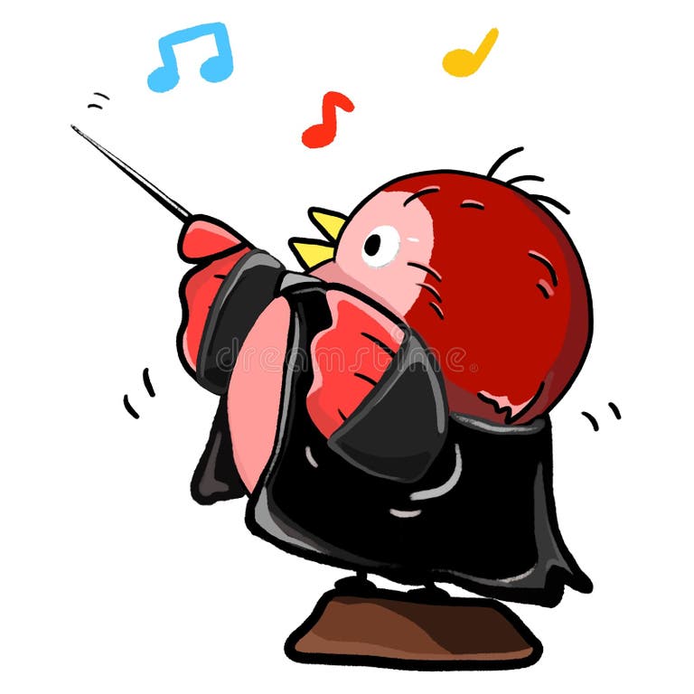 Bird Conductor Wearing in Tuxedo Drawing, Bird Conduct Music Color ...