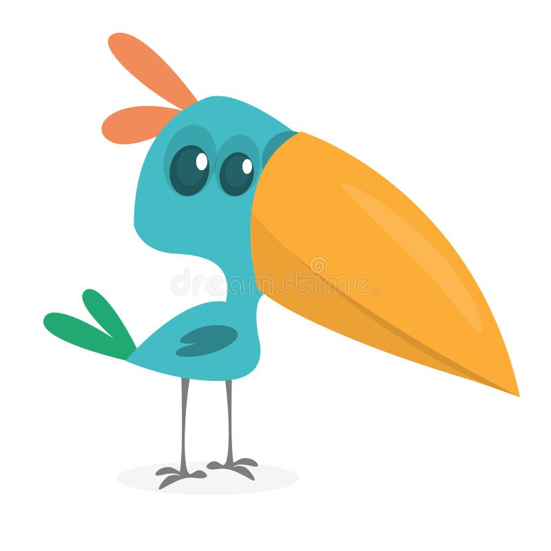 Funny Blue Bird Cartoon. Vector Illustration of Forest Blue Bird ...