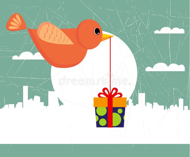 Bird with gift box stock vector. Illustration of fauna - 16655641