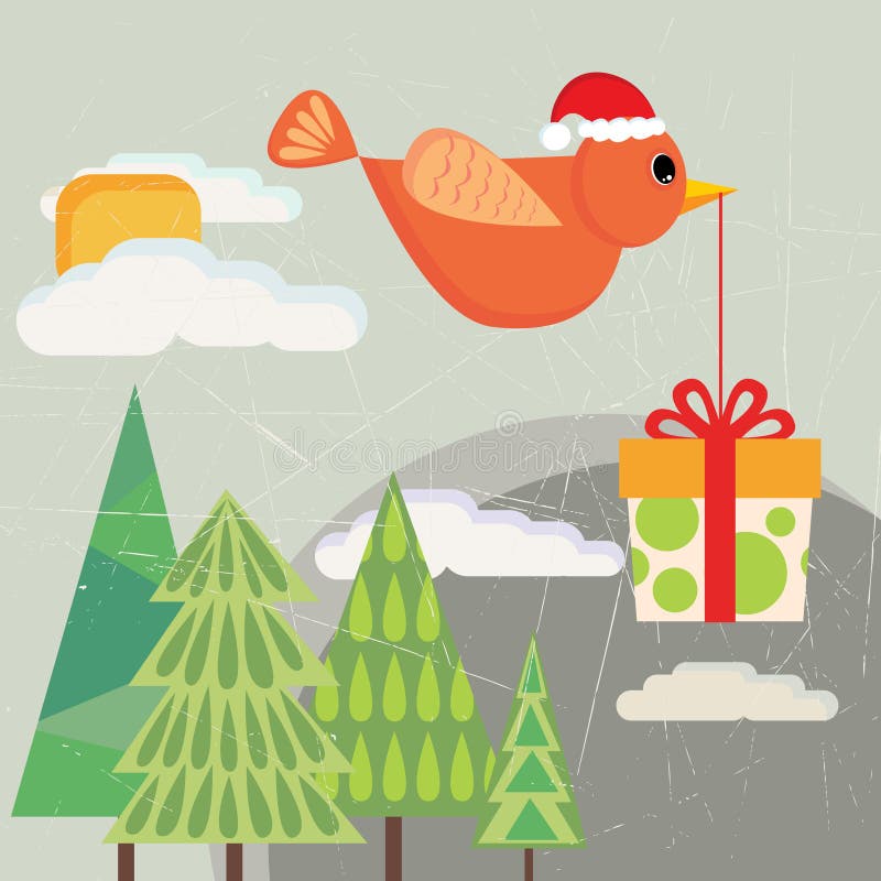 Bird with gift box stock vector. Illustration of present - 22266146