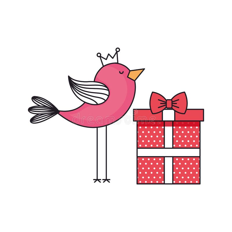 Bird with gift box present stock vector. Illustration of christmas ...